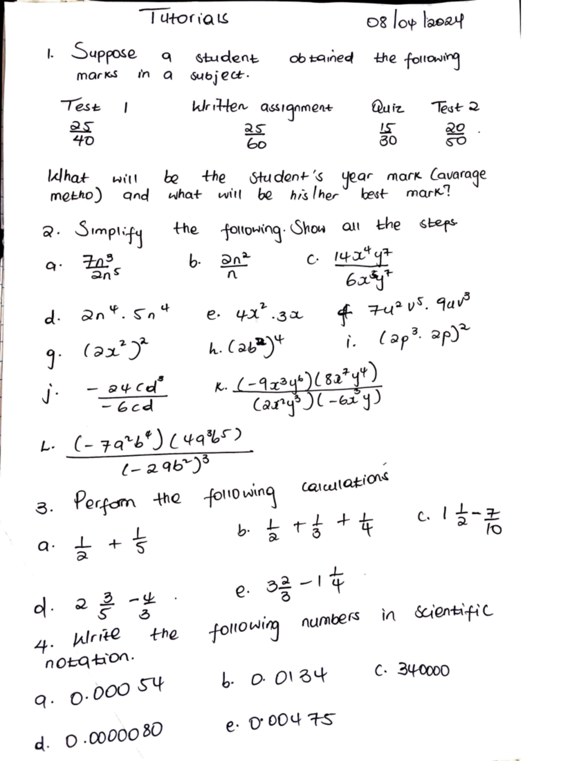 CFNA001 Tutorials 08 Apr 2024 - \ ,. SupfOSe. q marlC'5 ,n Q I c,bt:q,ne~ klrr+kl, a~,j,,rne11 ...