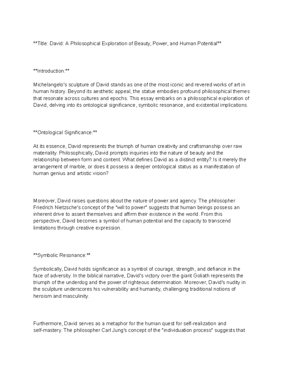 David A Philosophical Exploration of Beauty, Power, and Human Potential ...