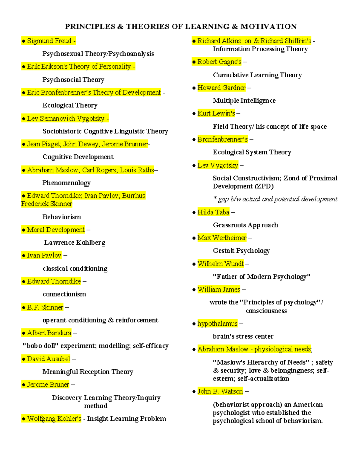 Principles - PRINCIPLES & THEORIES OF LEARNING & MOTIVATION Sigmund ...