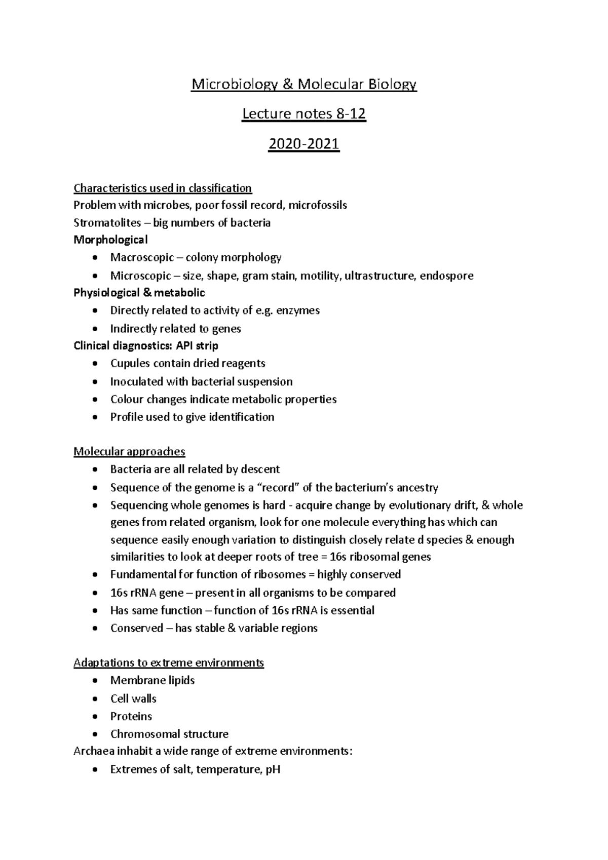 Microbiology & Molecular Biology lecturenotes 8to12 20202021 ...