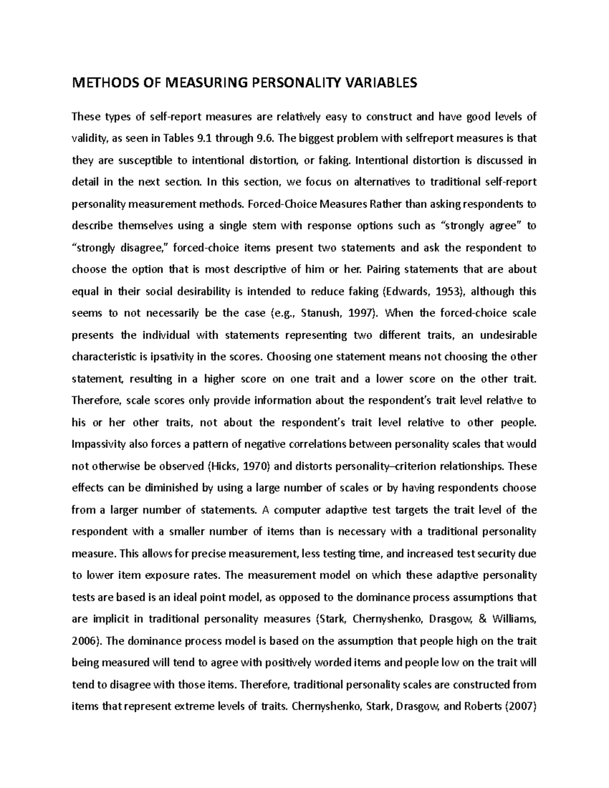 Methods OF Measuring Personality Variables - METHODS OF MEASURING ...