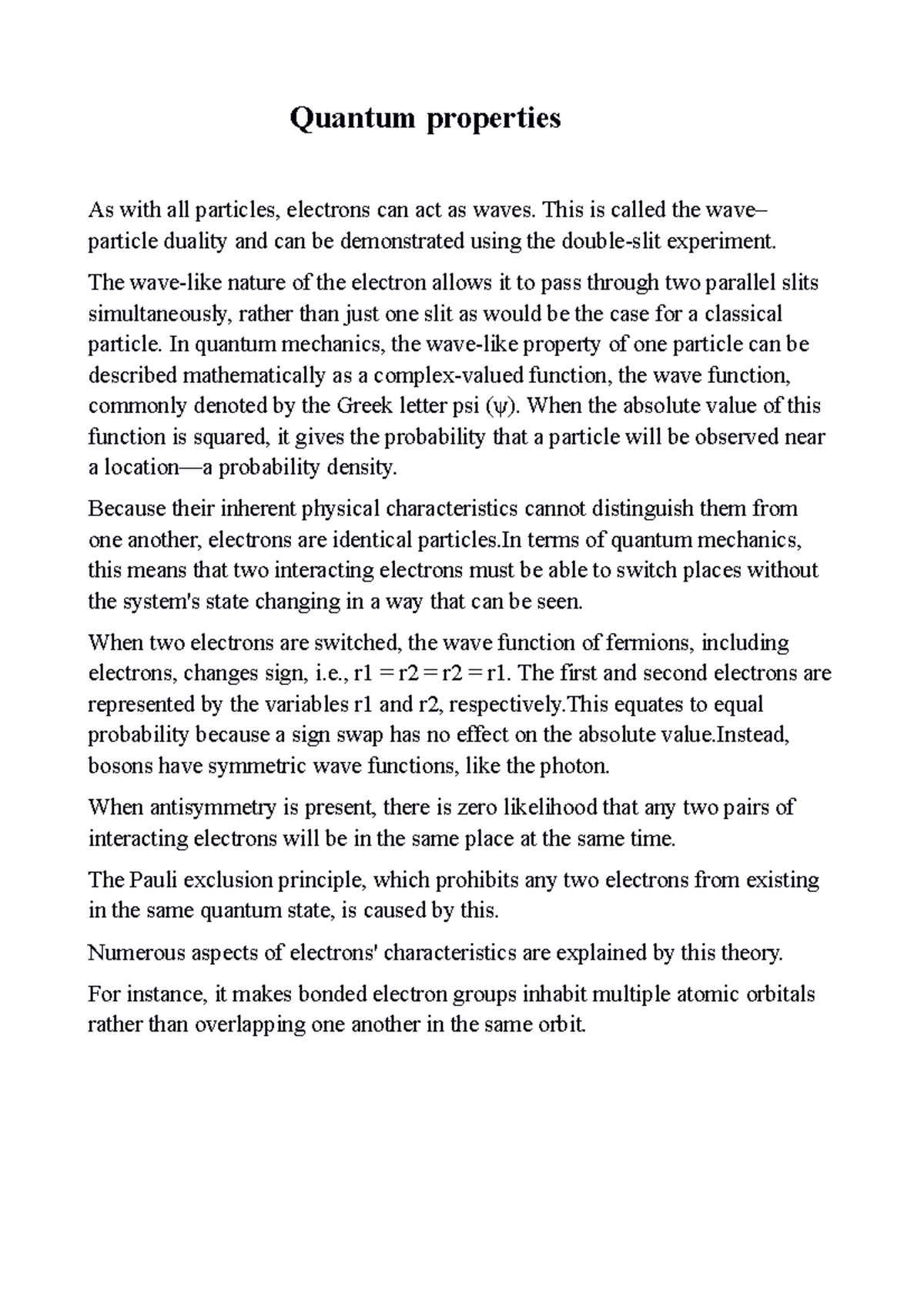 Quantum properties - Ifah - Quantum properties As with all particles ...