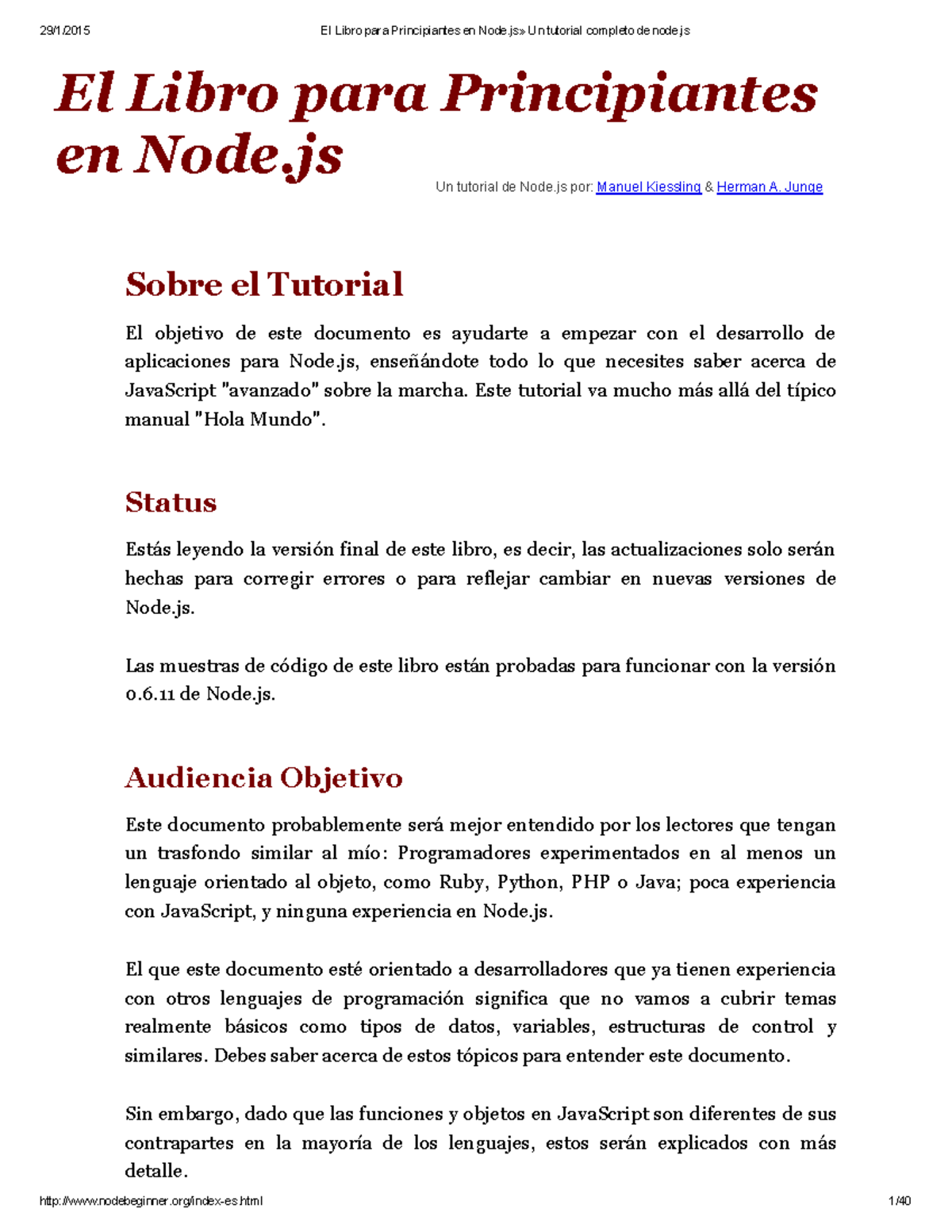 Node js Guia Principiantes - El Libro para Principiantes en Node - Studocu