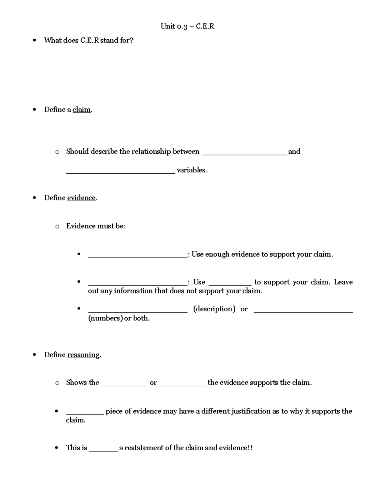 0.3 - CER - CER blank notes - Unit 0 – C.E What does C.E stand for ...