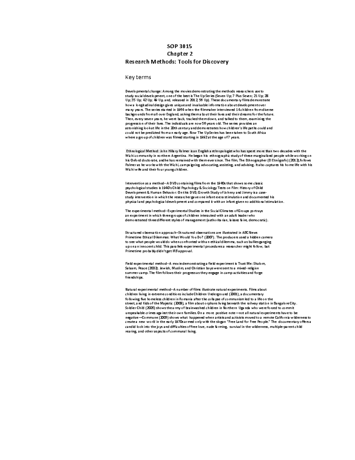 SOP3015 study guide - SOP 3015 Chapter 2 Research Methods: Tools for ...