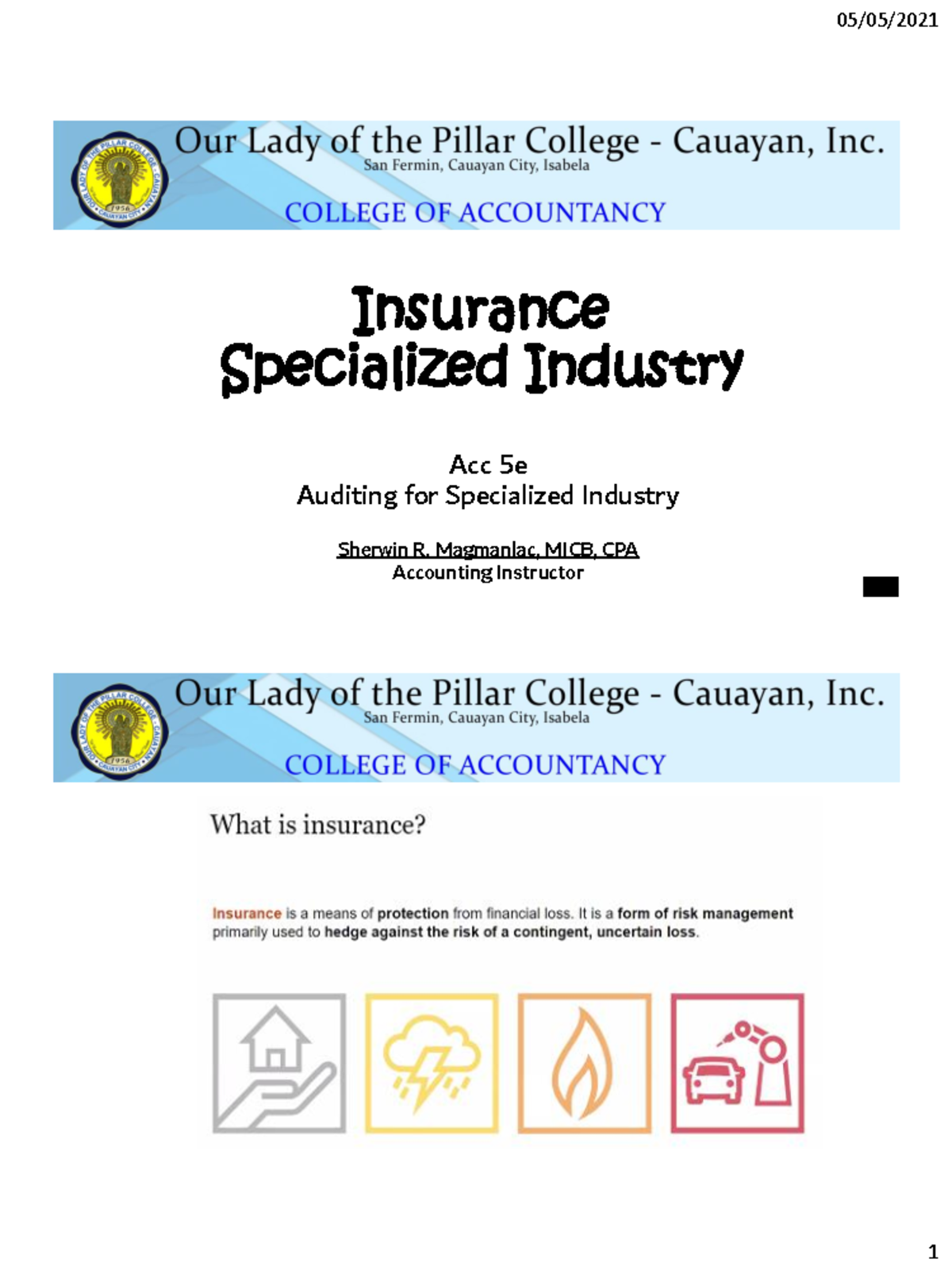 03S Insurance Industry - Insurance Specialized Industry Acc 5e Auditing ...