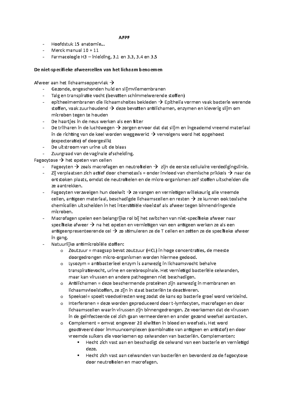 AFPF 2 - Samenvatting Ross en Wilson Anatomie en Fysiologie in Gezondheid en Ziekte - AFPF ...