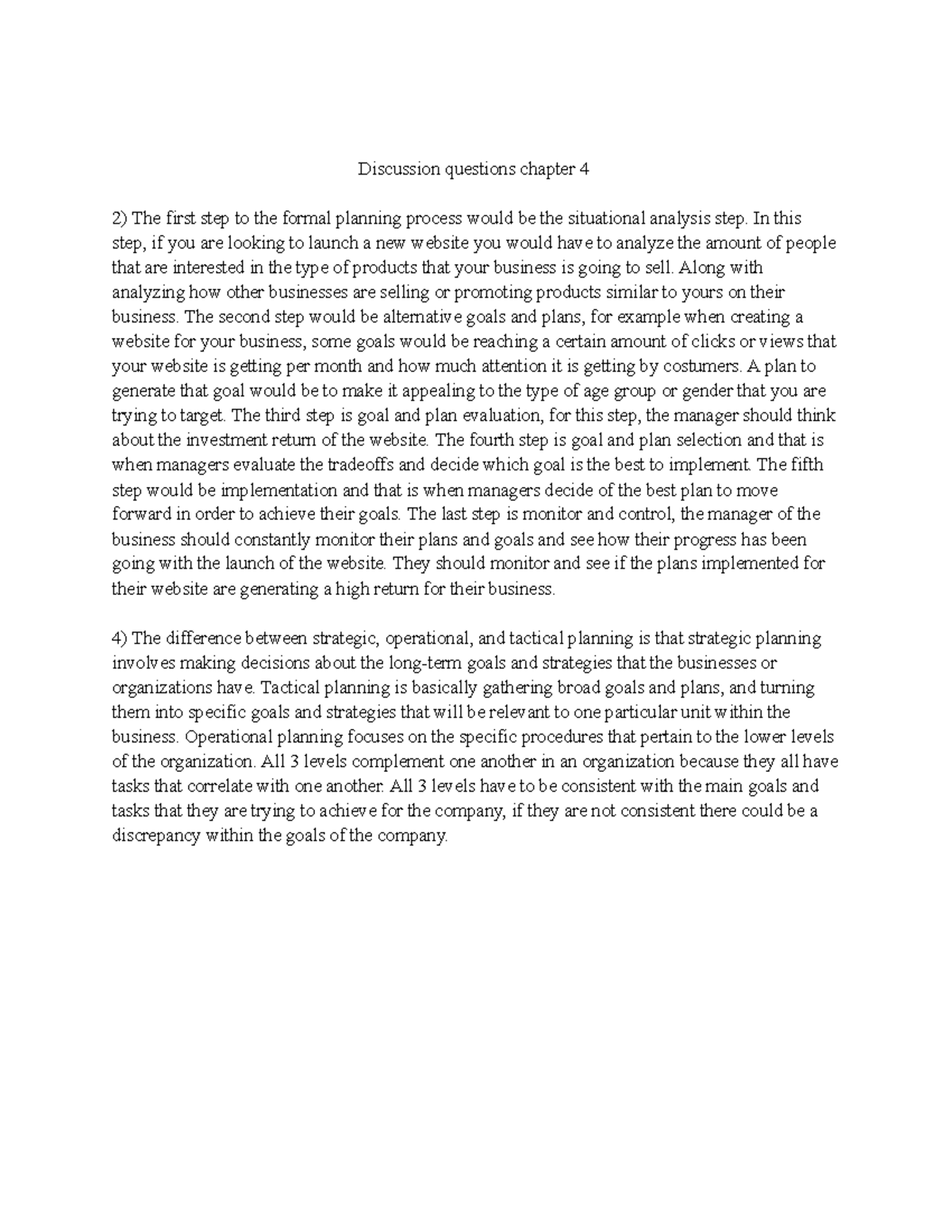 C4DQ - Discussion questions - Discussion questions chapter 4 The first ...