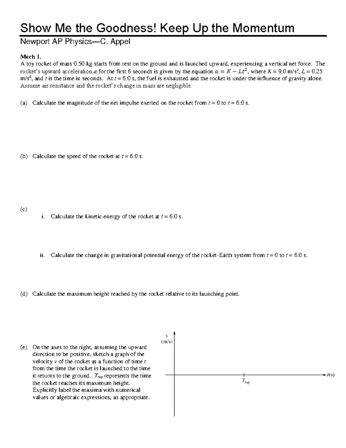 Worksheet - Show Me the Goodness - Momentum Free Response Fun - 2022 ...
