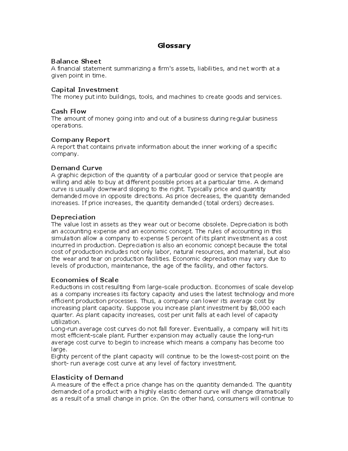 JA Titan - Glossary of Terms - Glossary Balance Sheet A financial ...