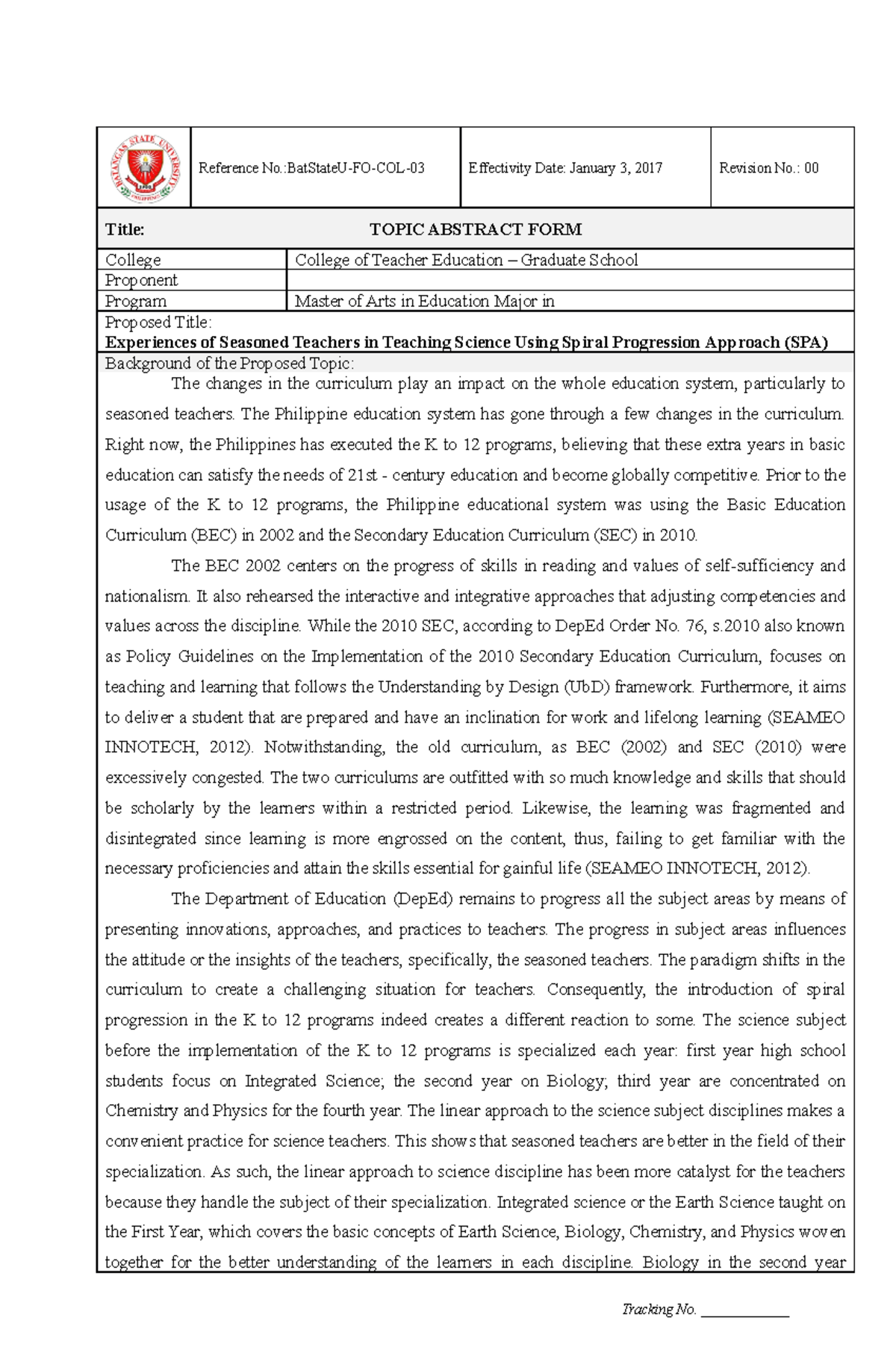 Sample Topic Abstract 1 - Bachelor in Business Teacher Education - PUP ...