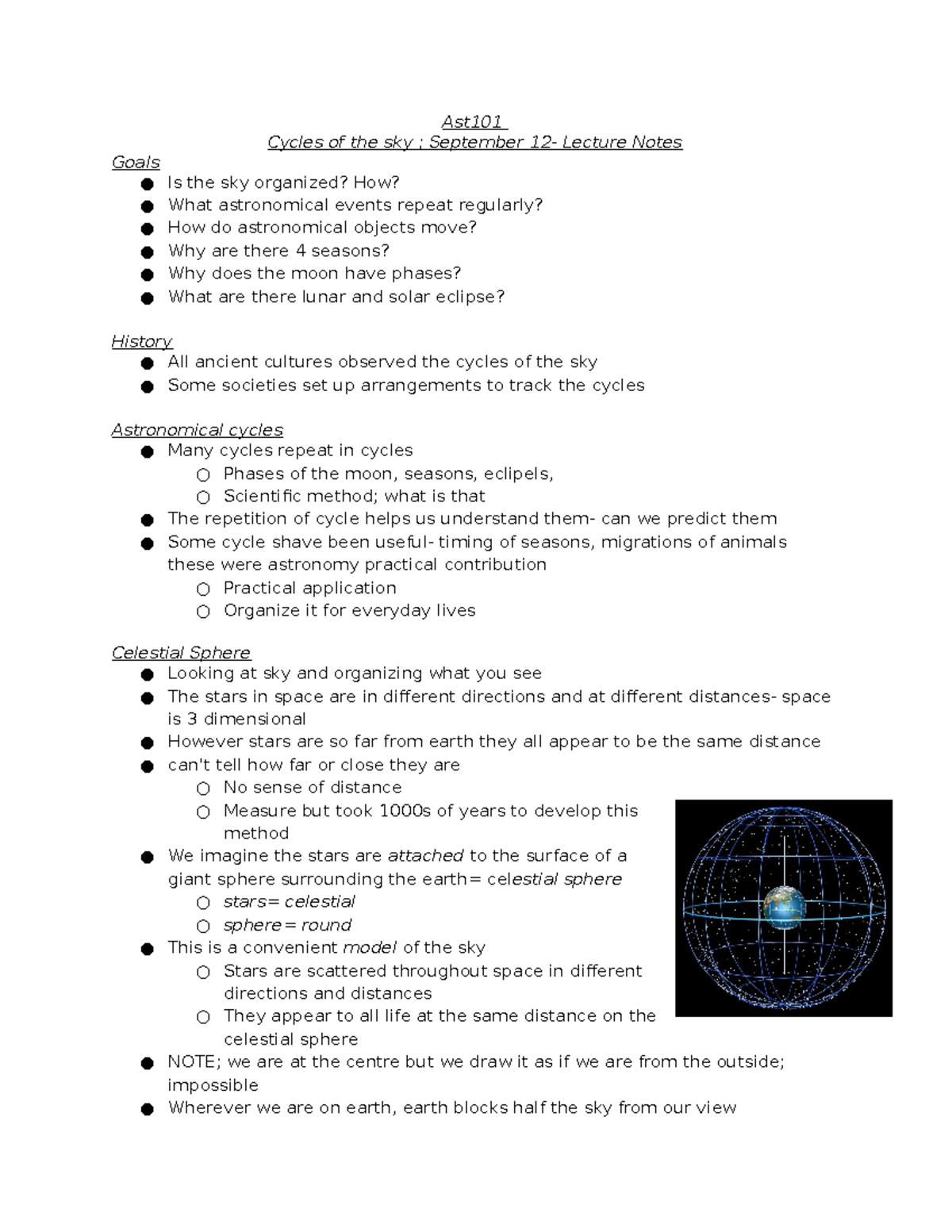 Chapter 1 September 12 Lecture Notes - Ast Cycles of the sky ...