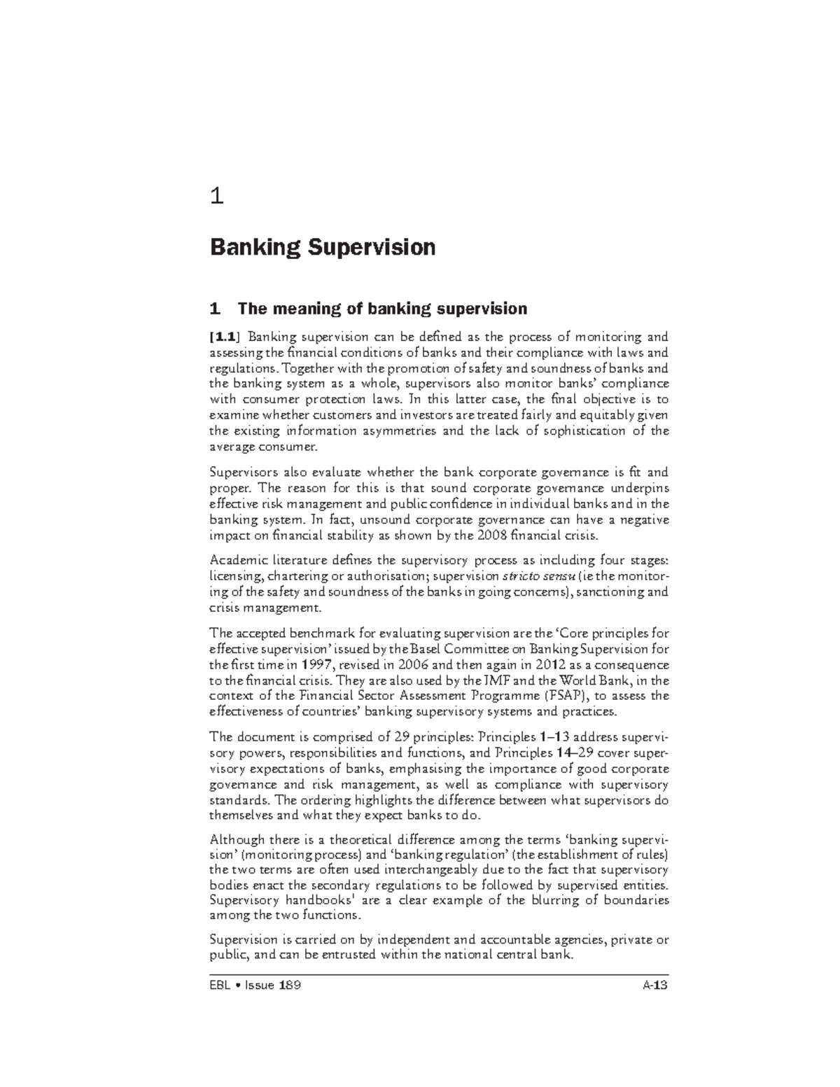 Macro vs Micro-prudential supervision - 1 Banking Supervision 1 The ...