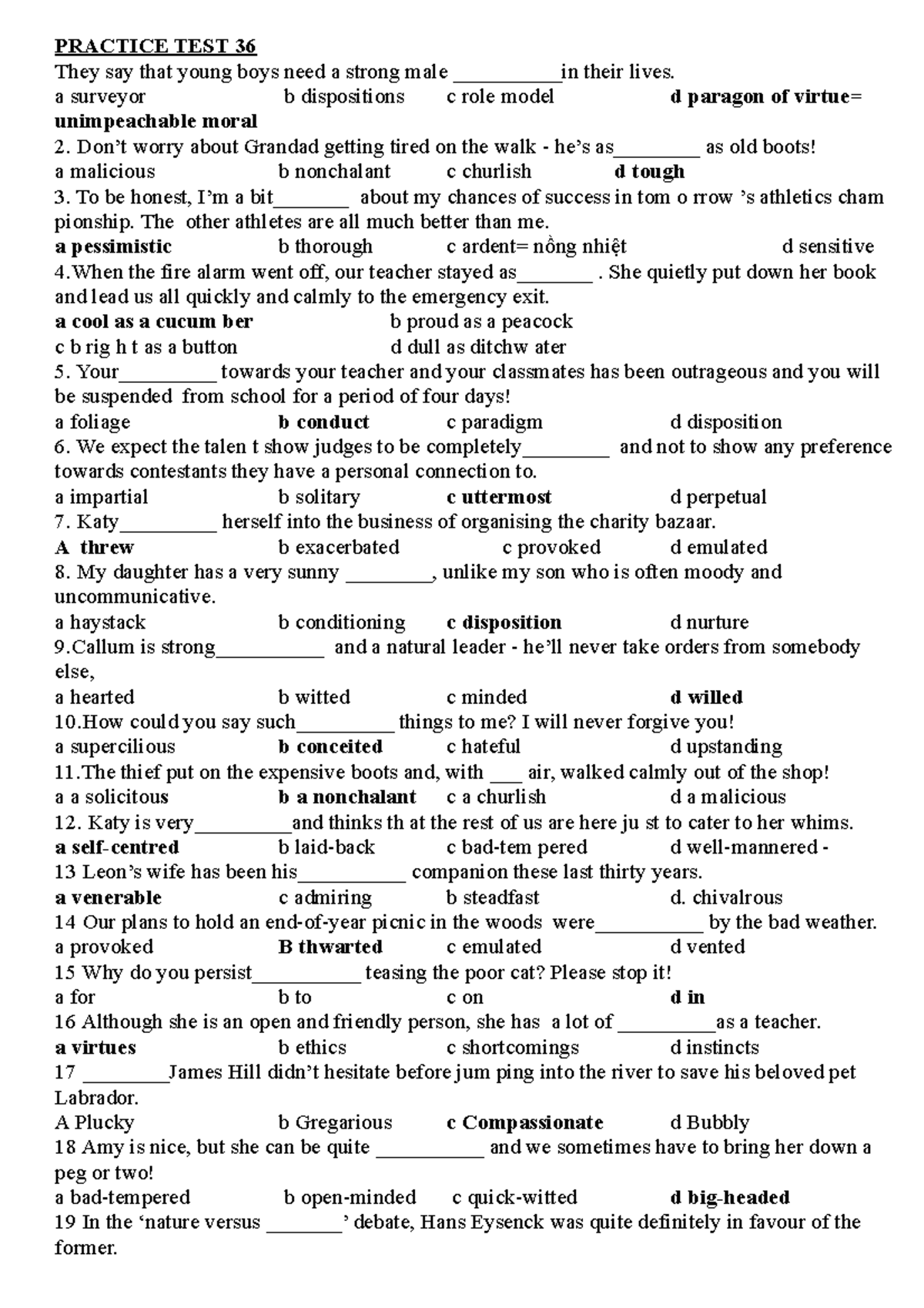 Practice TEST 36 Copy - ZZZZ - PRACTICE TEST 36 They say that young ...