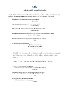 DAT 223 Module Two Assignment Template - DAT 223 Module Two Assignment ...