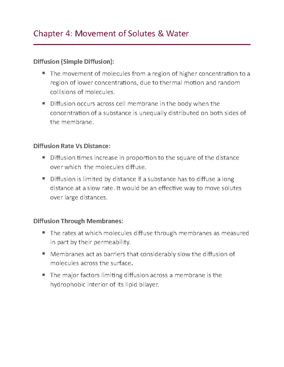 Chapter 4 Movements of Solutes and Water - Chapter 4: Movement of ...