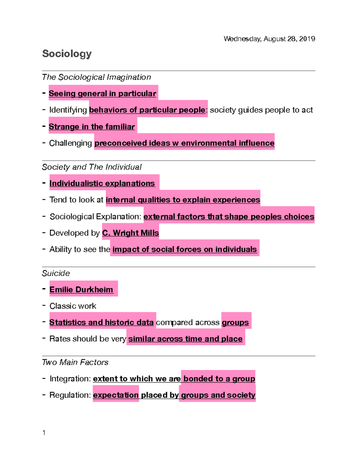 Sociology Notes copy pdf - Sociology The Sociological Imagination ...
