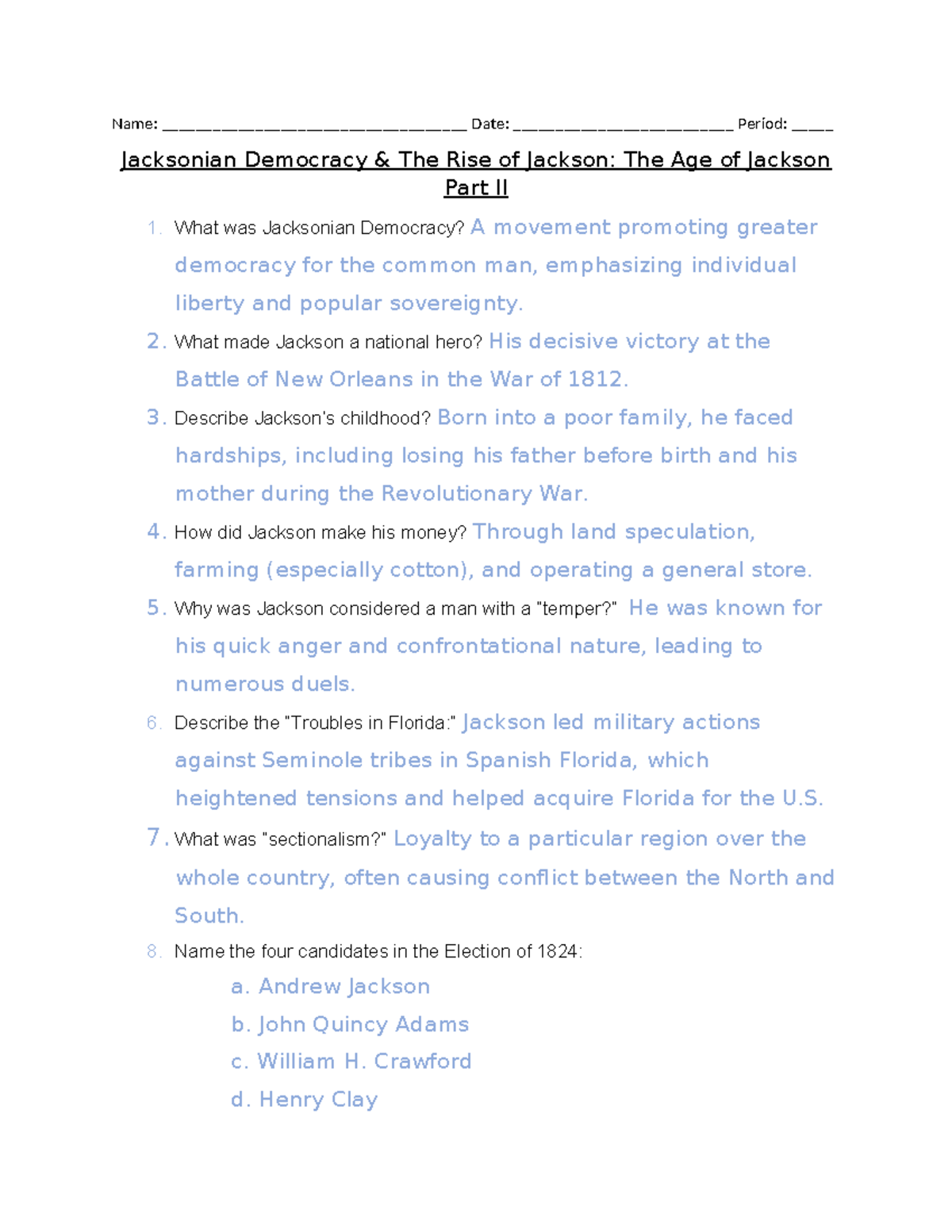 Guided Notes Jacksonian Democracy - Name ...