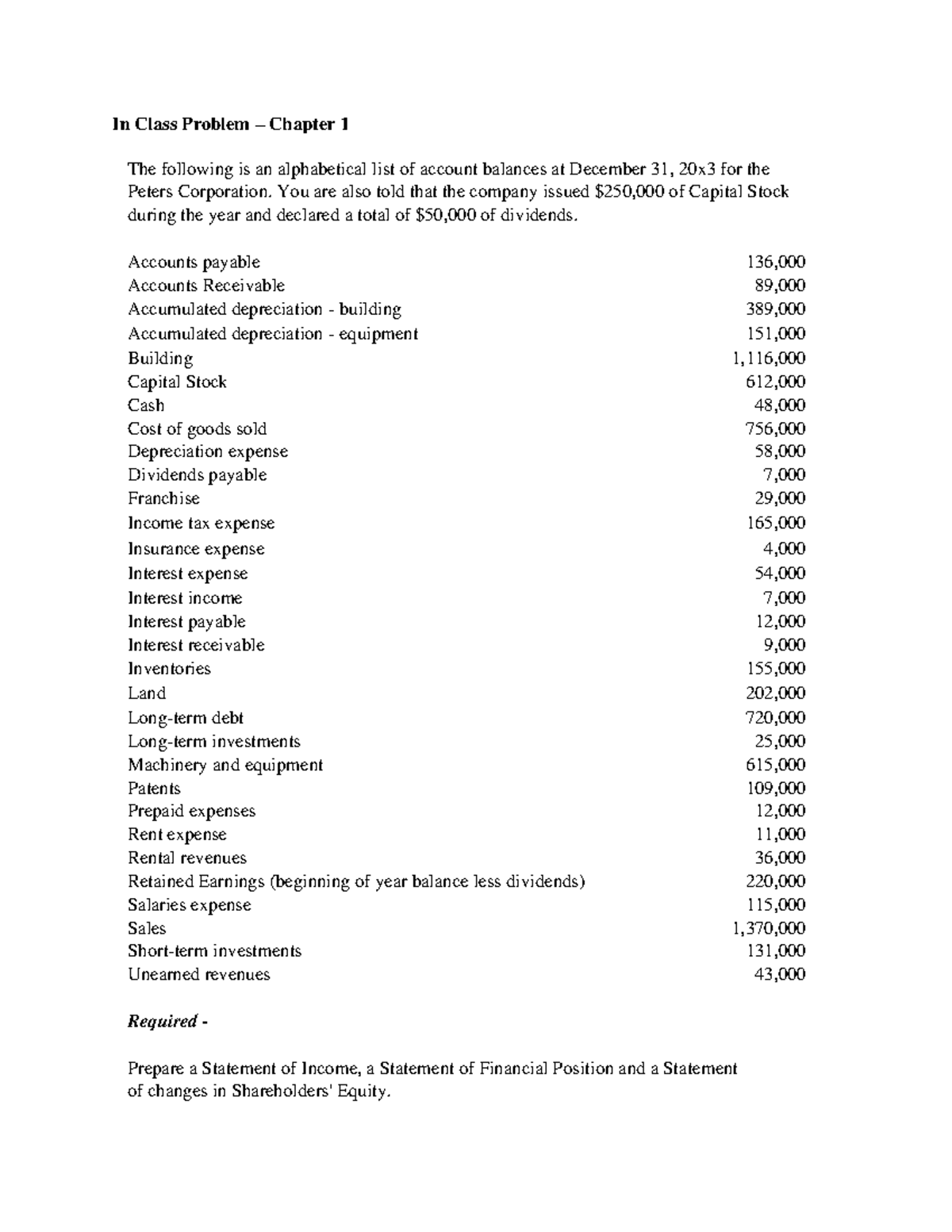 Chapter 1 In-Class Problem - Busi 1004 - Carleton - Studocu