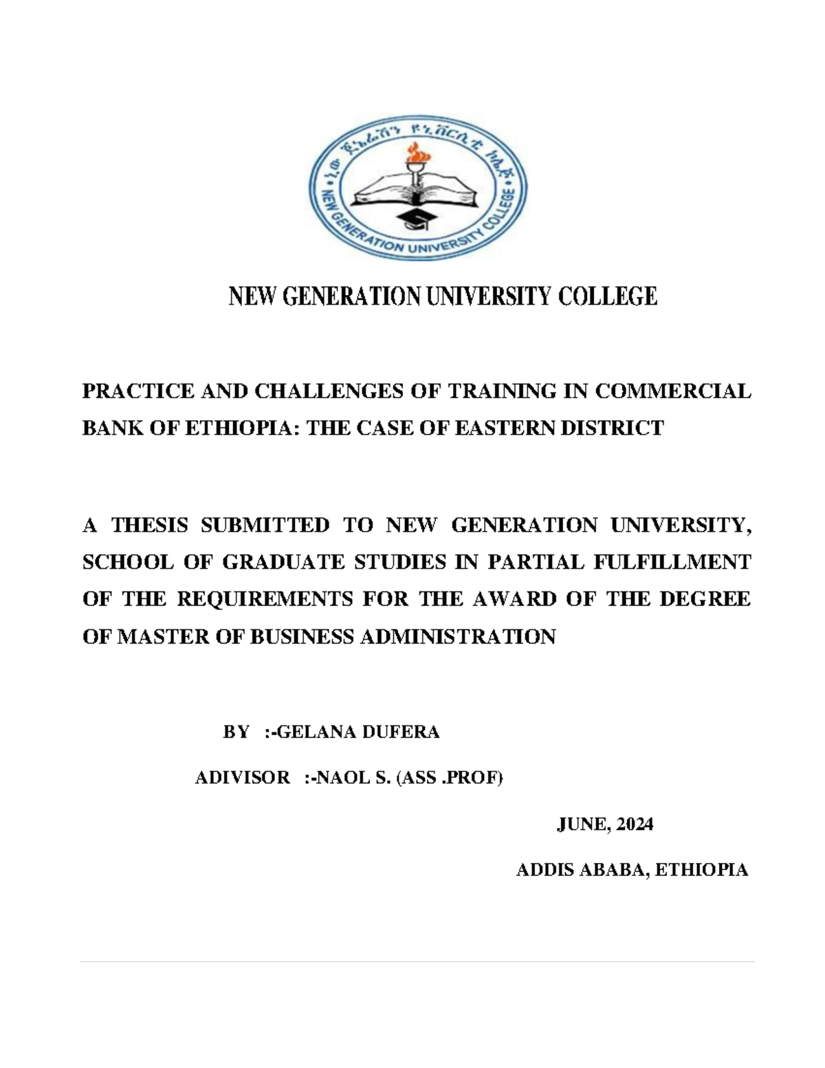 L ST 11Gelana - aetfgwru - NEW GENERATION UNIVERSITY COLLEGE PRACTICE ...