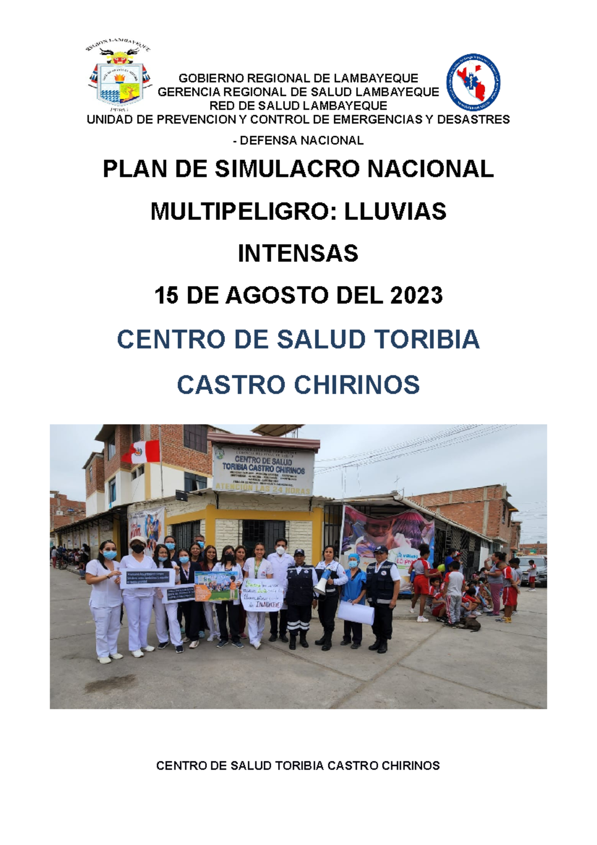 PLAN DE Simulacro Nacional Multipeligro Lluvias Intensas-1 - GOBIERNO REGIONAL DE LAMBAYEQUE ...