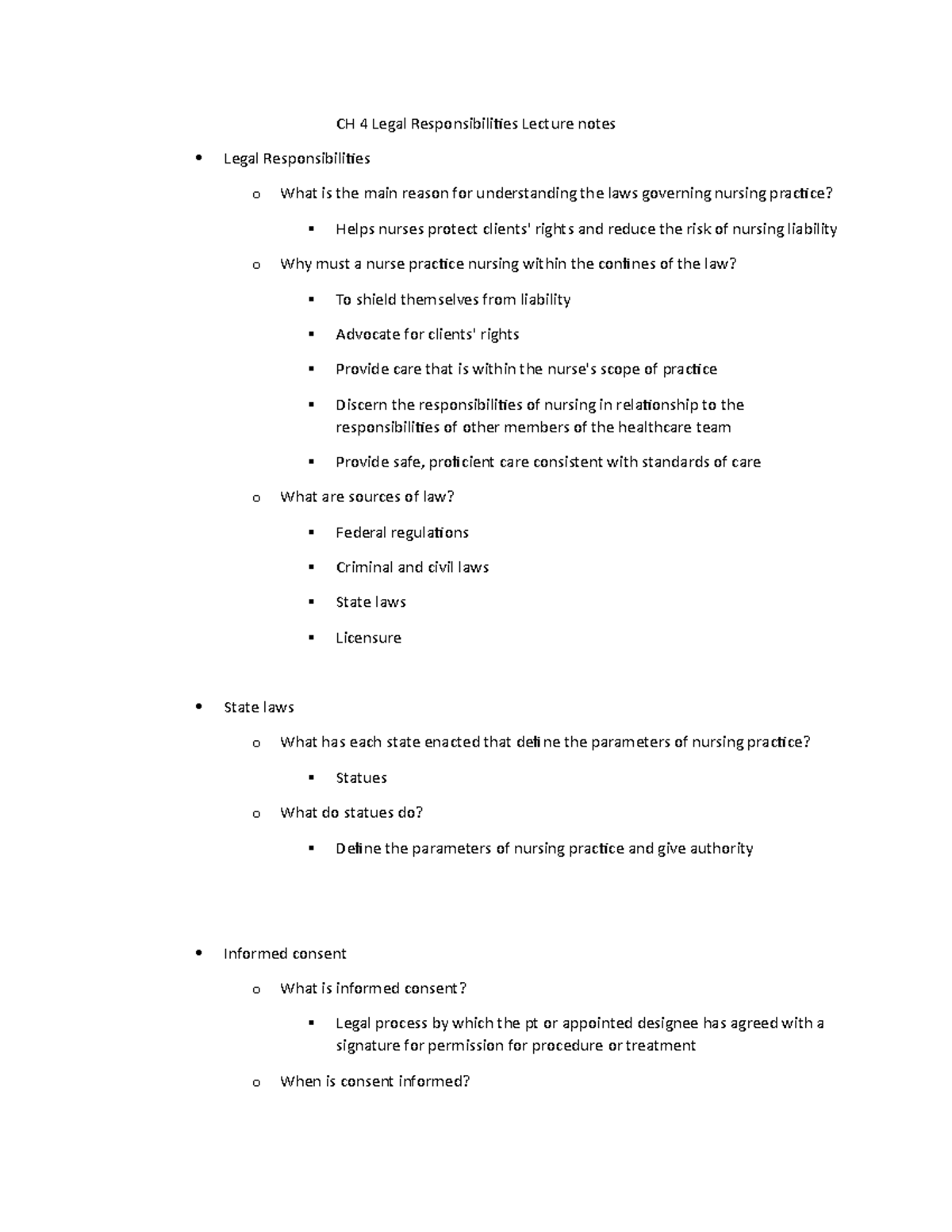 CH 4 Legal Responsibilities Lecture notes - Studocu