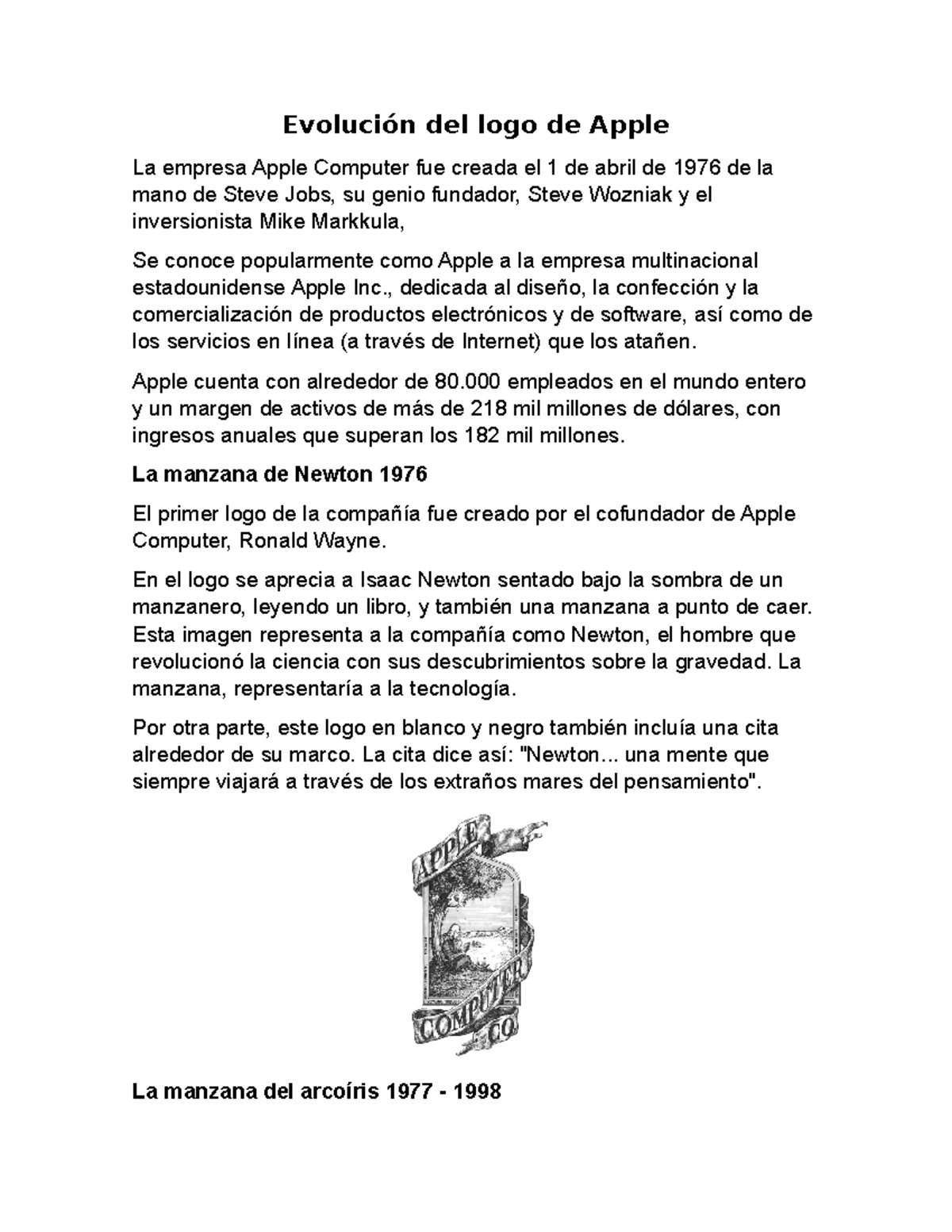Evolución del logo de Apple - Evolución del logo de Apple La empresa ...