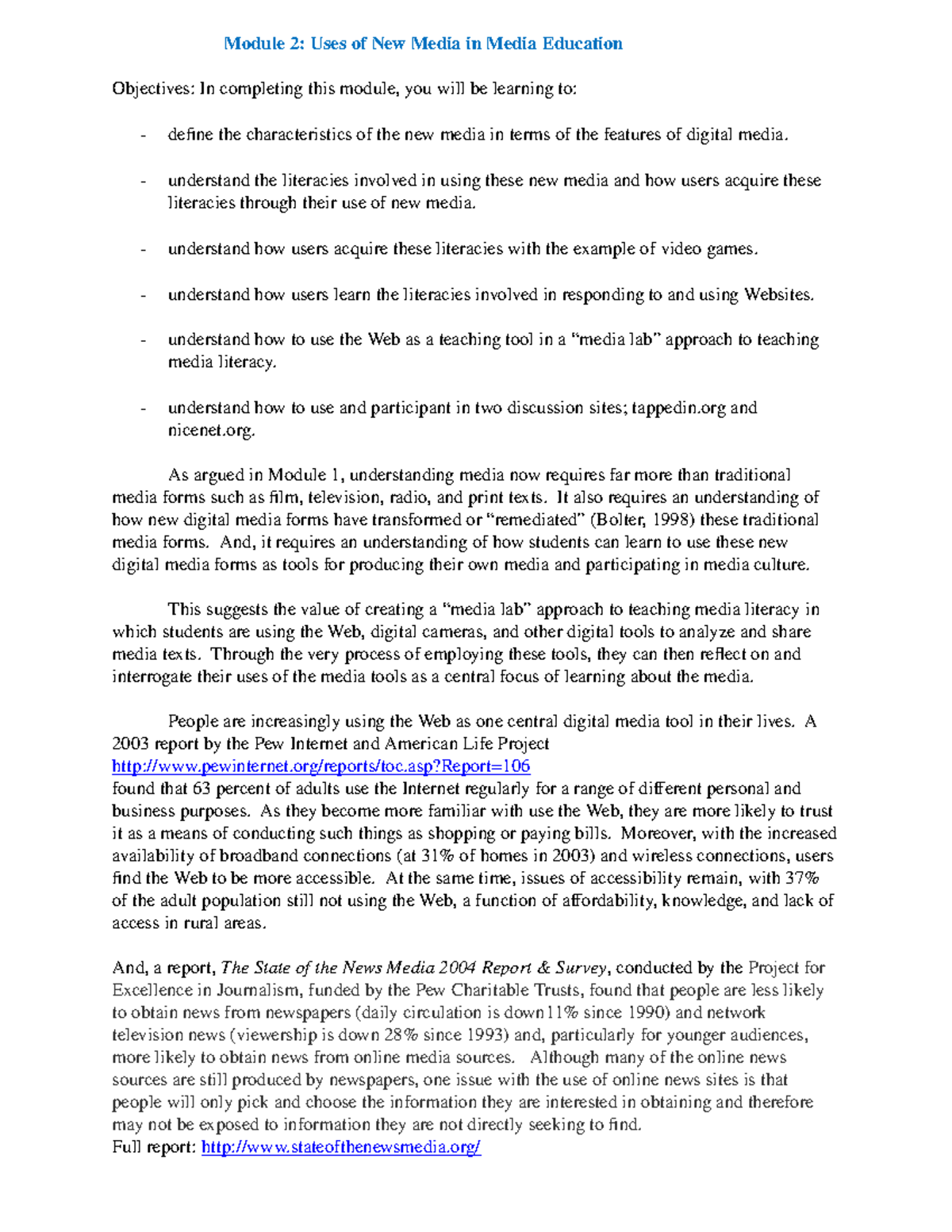 Ch02 Uses of New Media in Media Education - Module 2: Uses of New Media ...