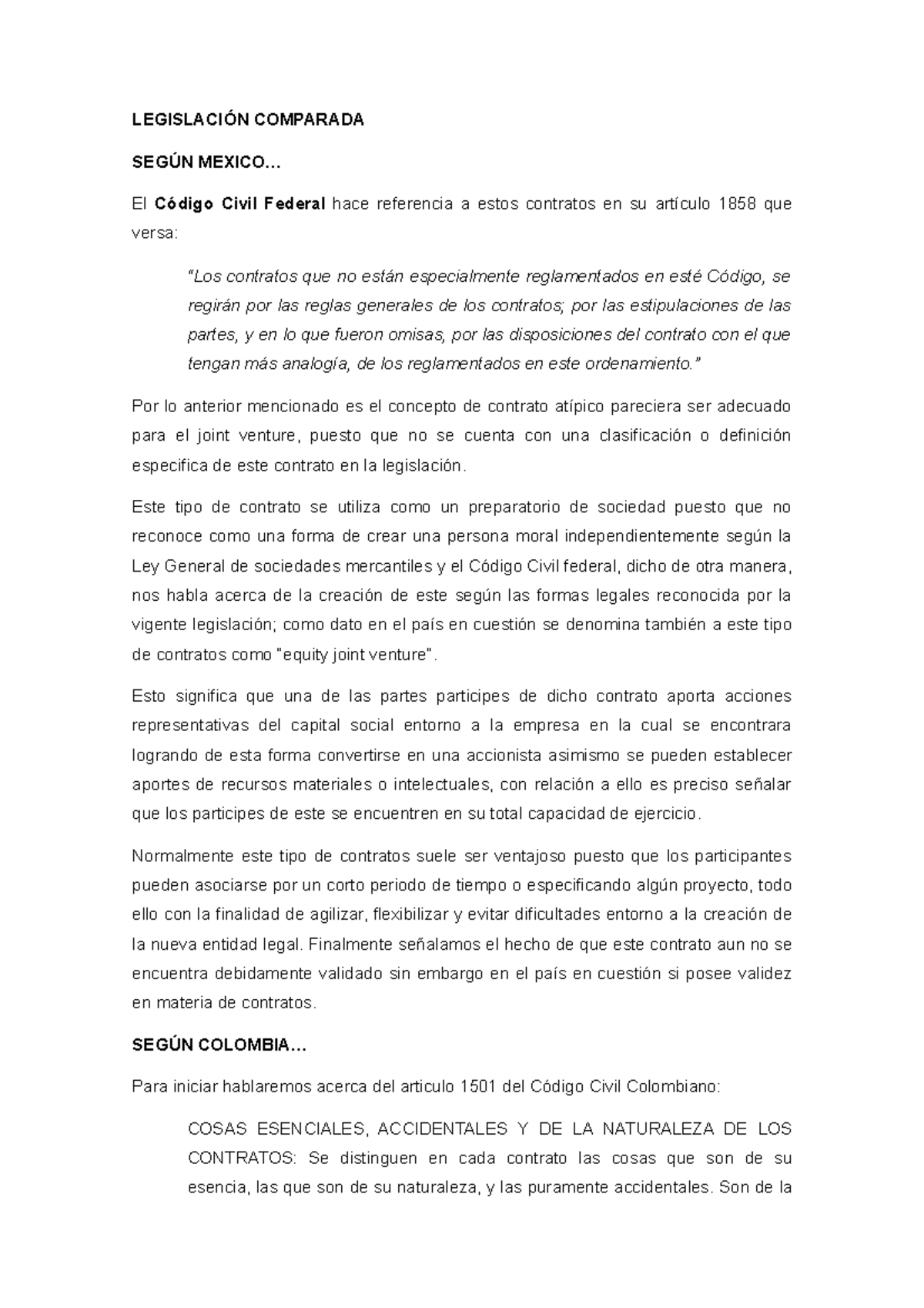Legislacion - ......... - LEGISLACIÓN COMPARADA SEGÚN MEXICO... El ...