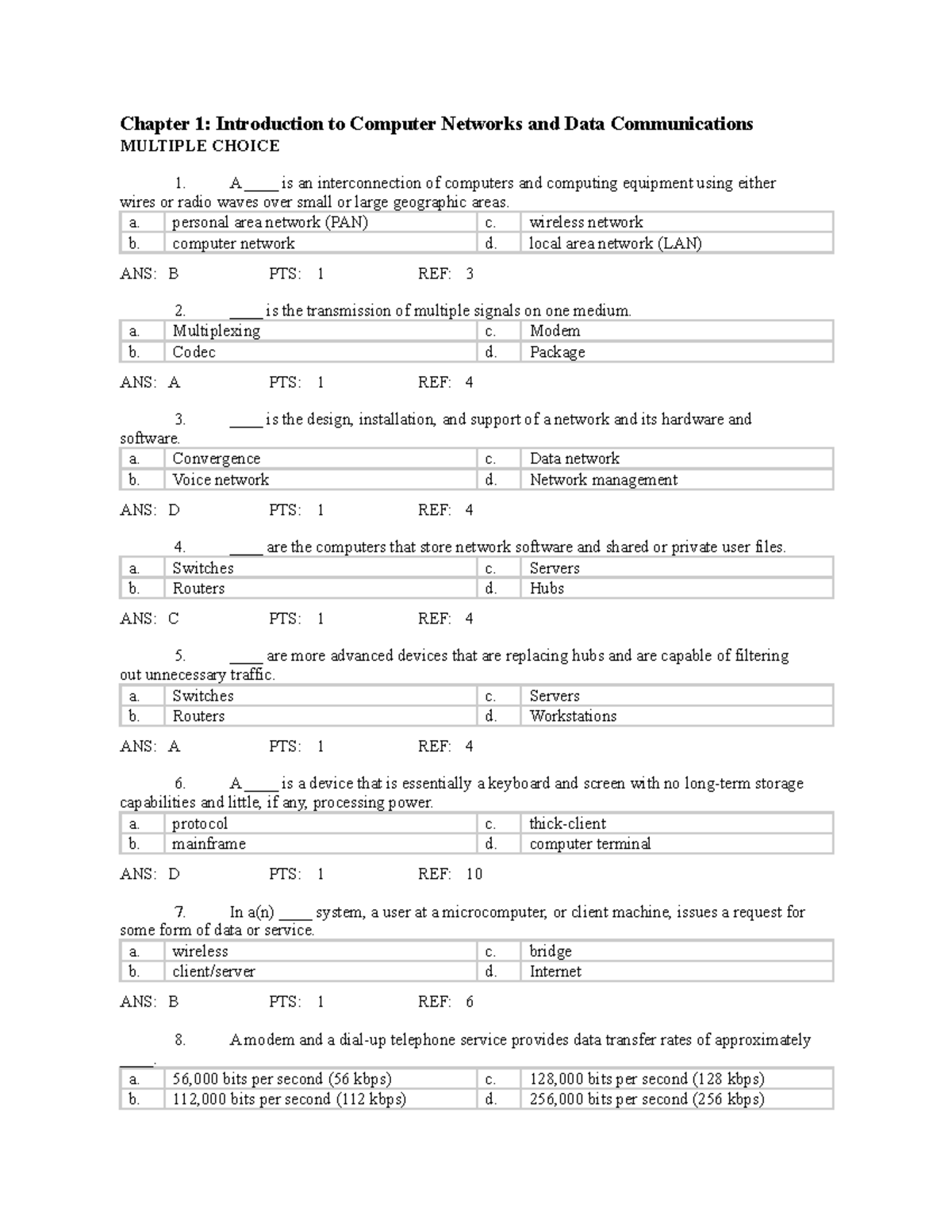 Pdf - Practice Questions - Chapter 1: Introduction to Computer Networks and Data Communications ...