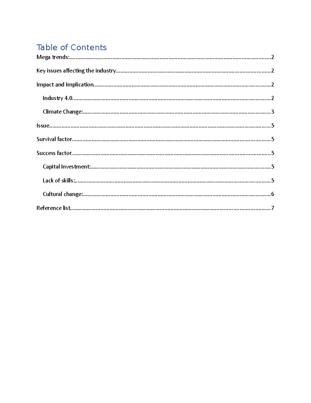 Activity 4 - sss - Table of Contents Mega - Studocu