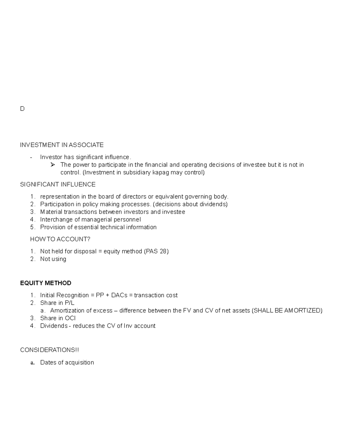 11111 - AACA 2 NOTES OF INVESTMAENTS - D INVESTMENT IN ASSOCIATE ...