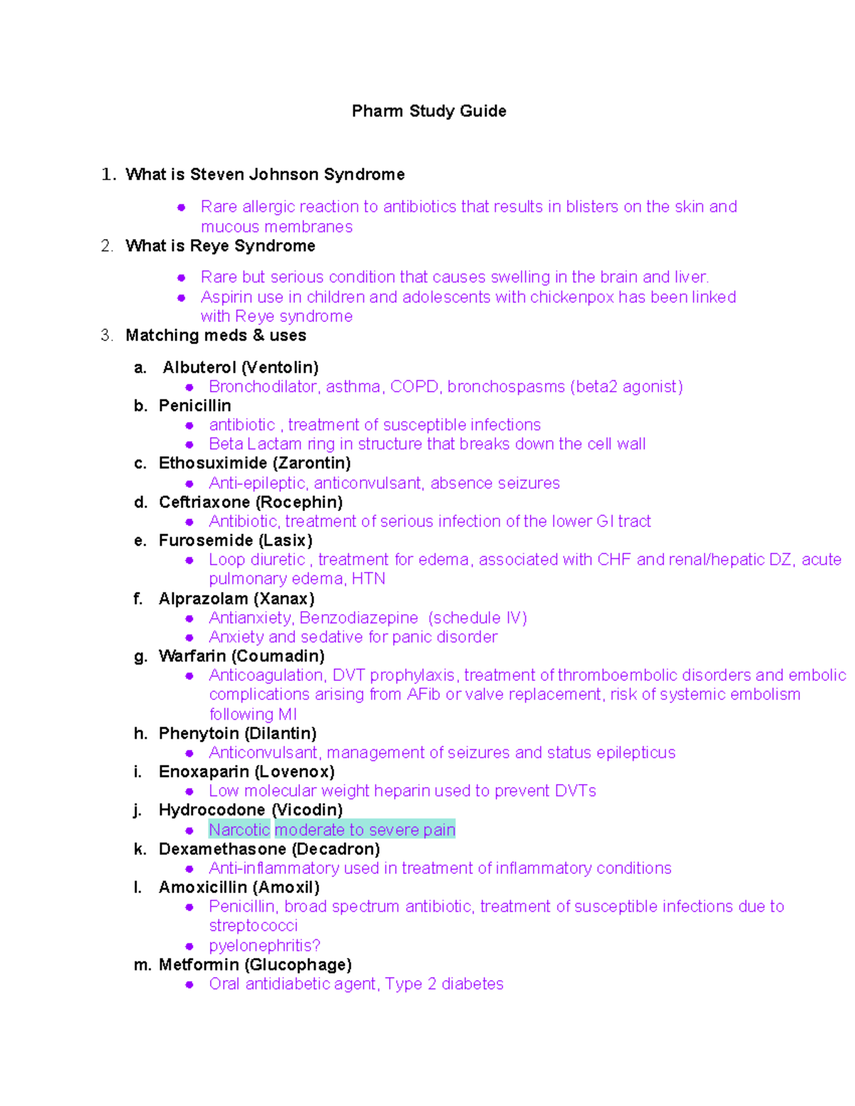 Pharm Final Study Guide completed - Pharm Study Guide What is Steven Johnson Syndrome Rare - Studocu
