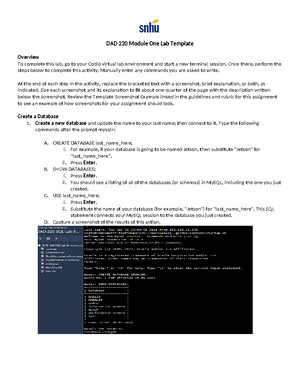 DAT 260 Project Two Template - [Note: To complete this template ...