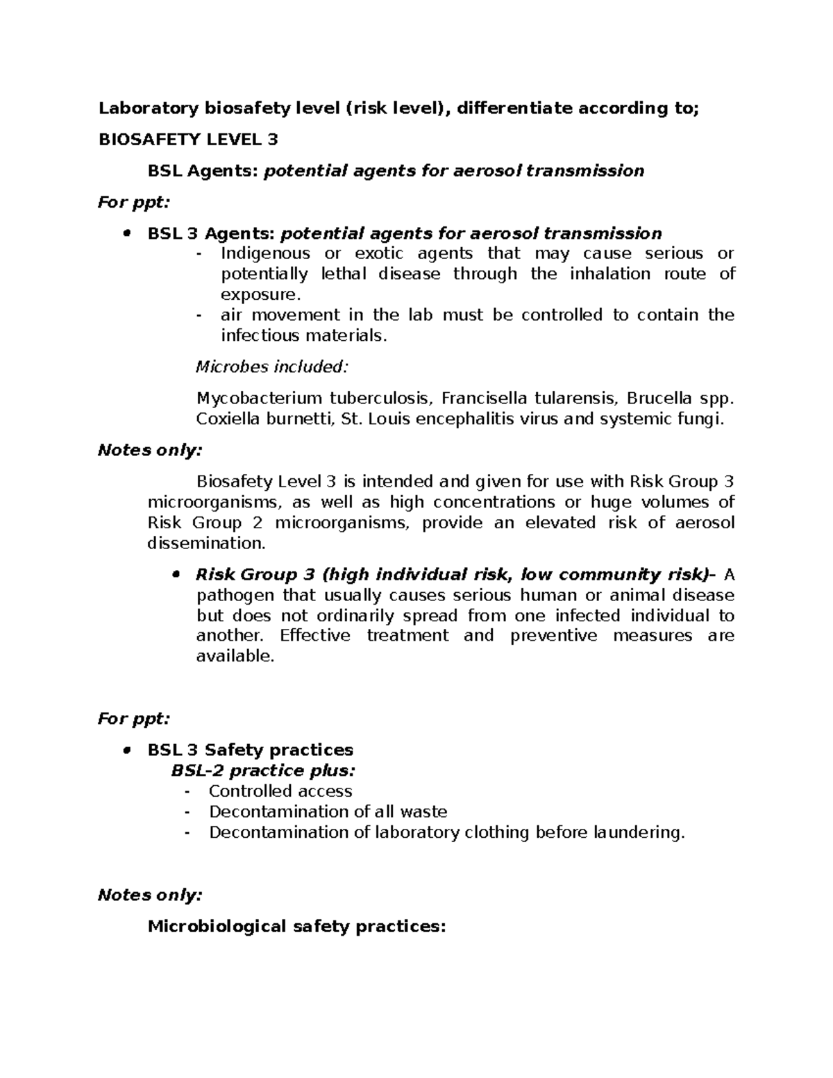 Biological Safety Level III: agents - Laboratory biosafety level (risk ...