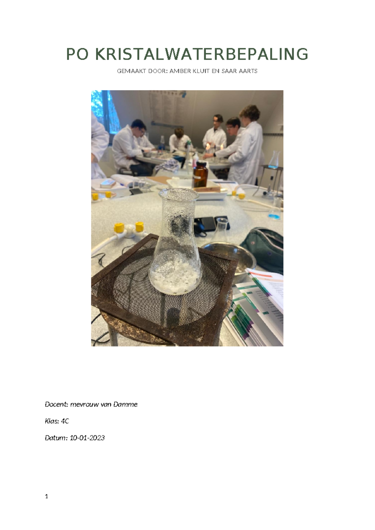 Scheikunde kristalwater - PO KRISTALWATERBEPALING GEMAAKT DOOR: AMBER ...