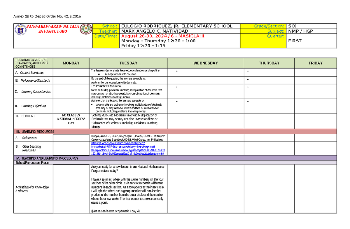 Q1 NMP week-4 - National Math Program - PANG-ARAW-ARAW NA TALA SA ...