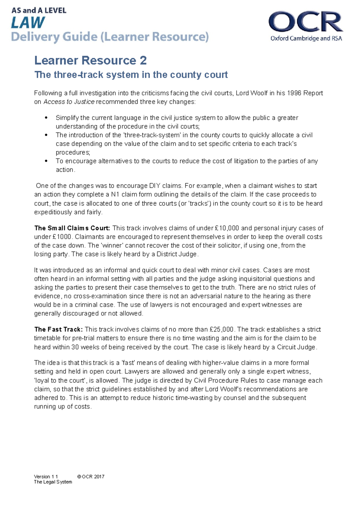 403036 the three track system in the county court - Learner Resource 2 ...