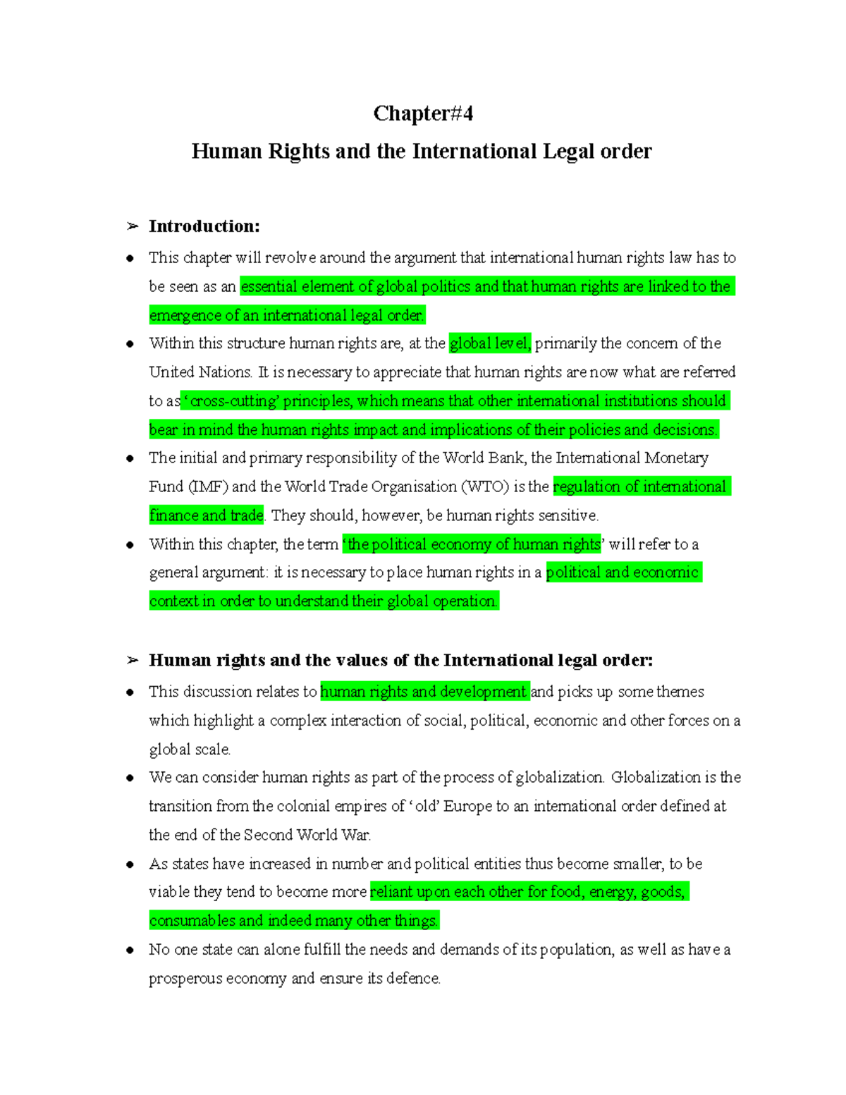 Human Rights and International legal order - Chapter# Human Rights and ...