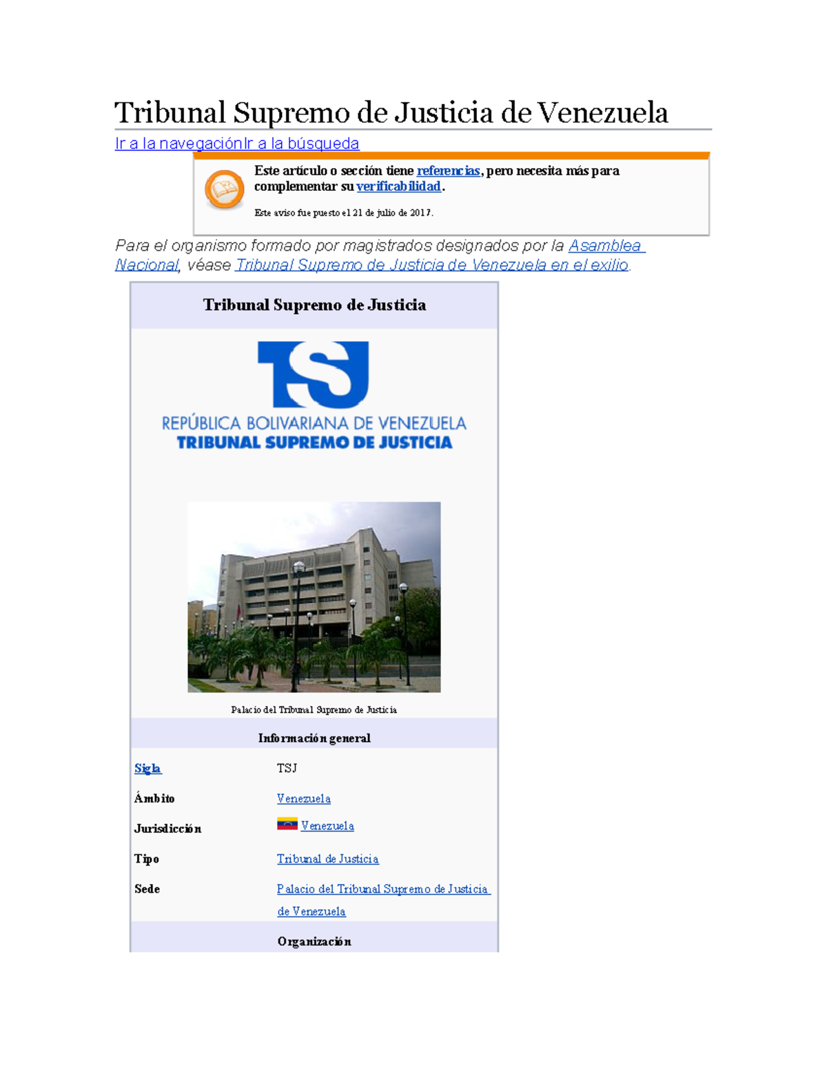Tribunal Supremo de Justicia de Venezuela - Este aviso fue puesto el 21 de julio de 2017. Para ...