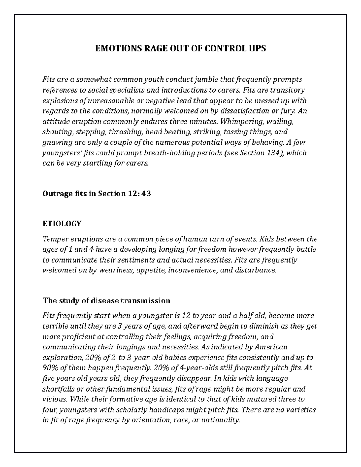 Emotions RAGE OUT OF Control UPS - EMOTIONS RAGE OUT OF CONTROL UPS ...