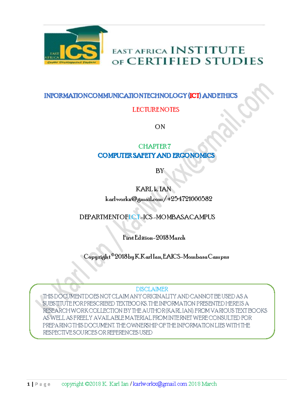 Introduction TO ICT Chapter 7 - INFORMATION COMMUNICATION TECHNOLOGY ...