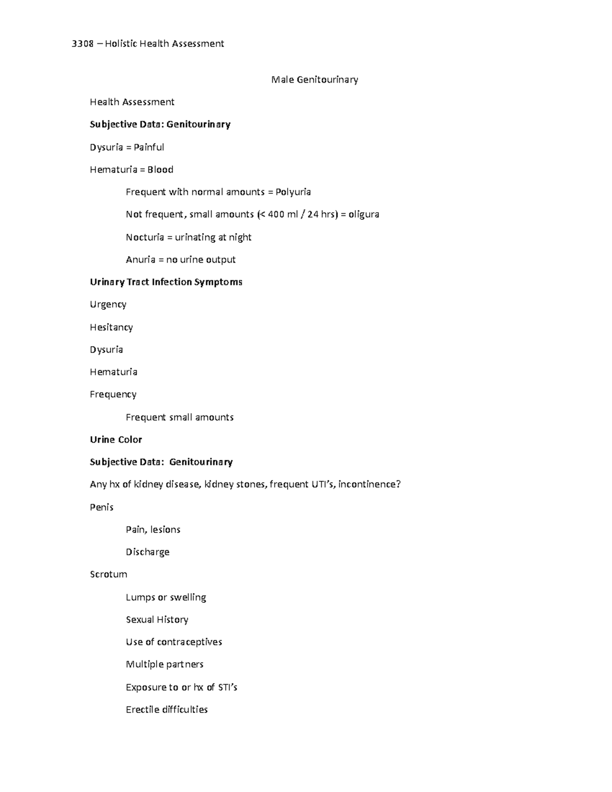 Male Genitourinary - Male parts - PSY 3310 - UT Dallas - Studocu