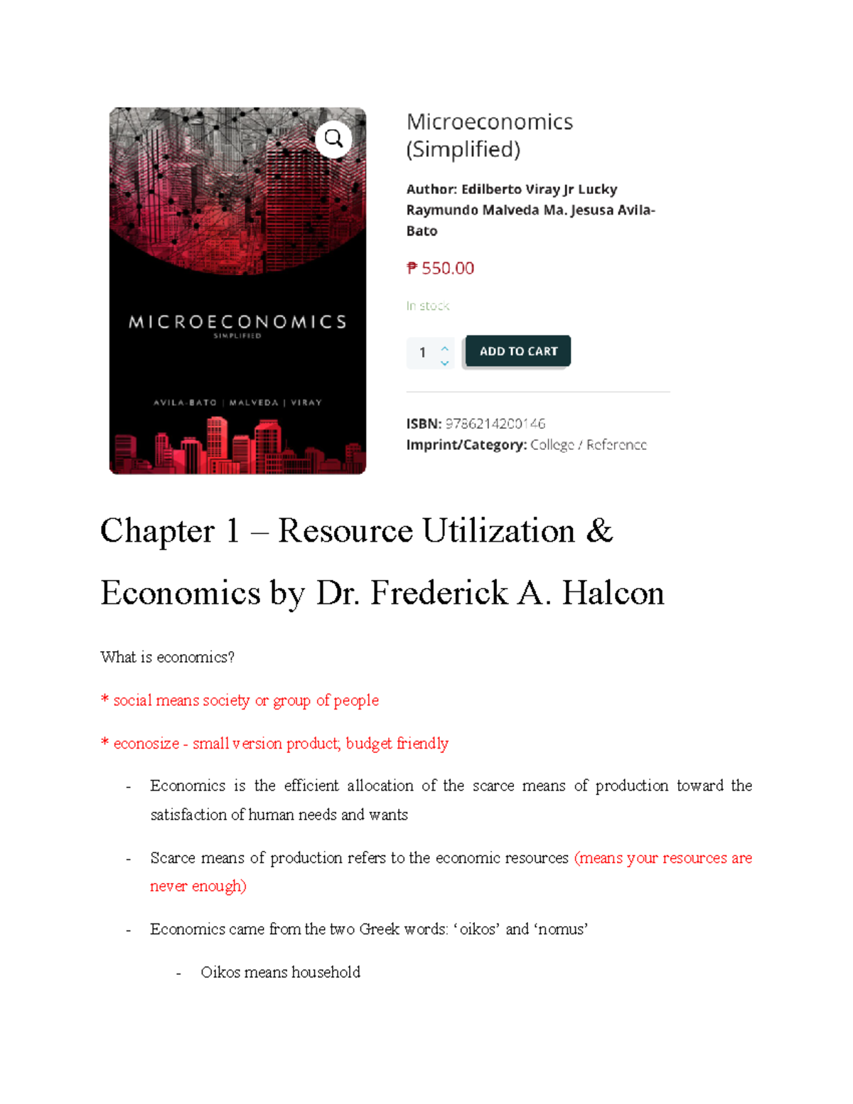 Bamcro Basic Microeconomics - Chapter 1 – Resource Utilization ...