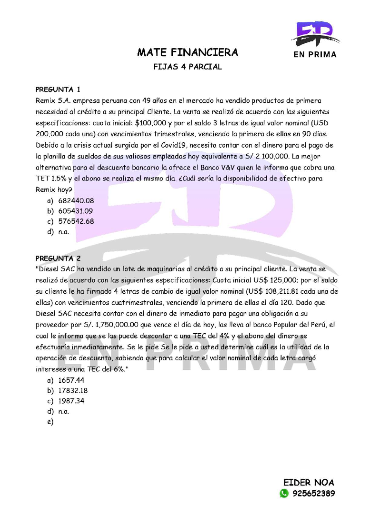Mate Fi fijas 4 parcial page-0001 - Matemática financiera - Studocu
