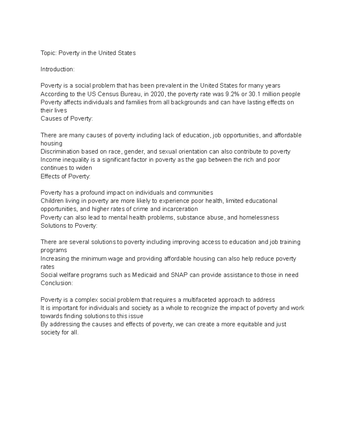 Topic Poverty in the United States - Topic: Poverty in the United ...