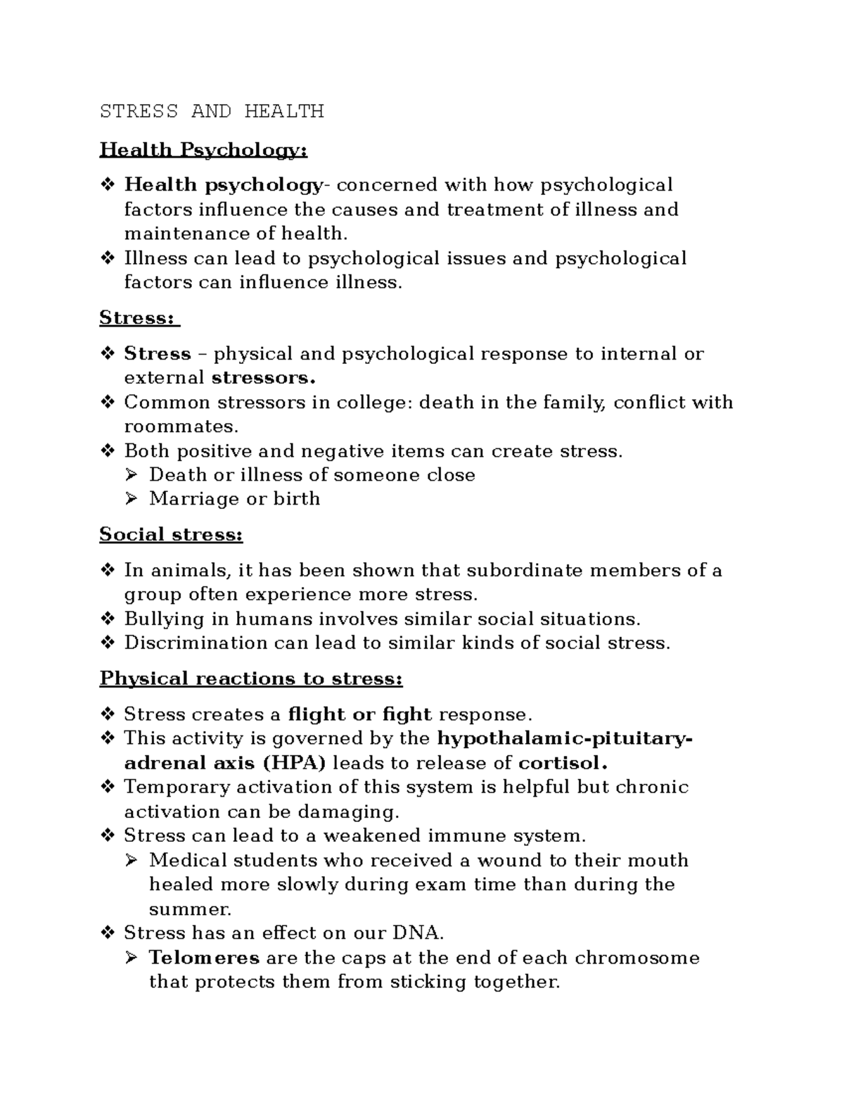 Stress and Health - Carlisle - STRESS AND HEALTH Health Psychology ...