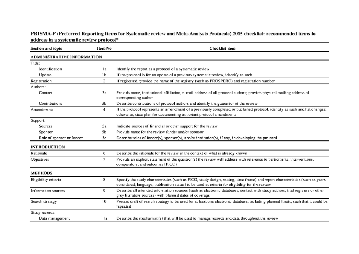 Prisma-P-checklist - music notes - PRISMA-P (Preferred Reporting Items ...