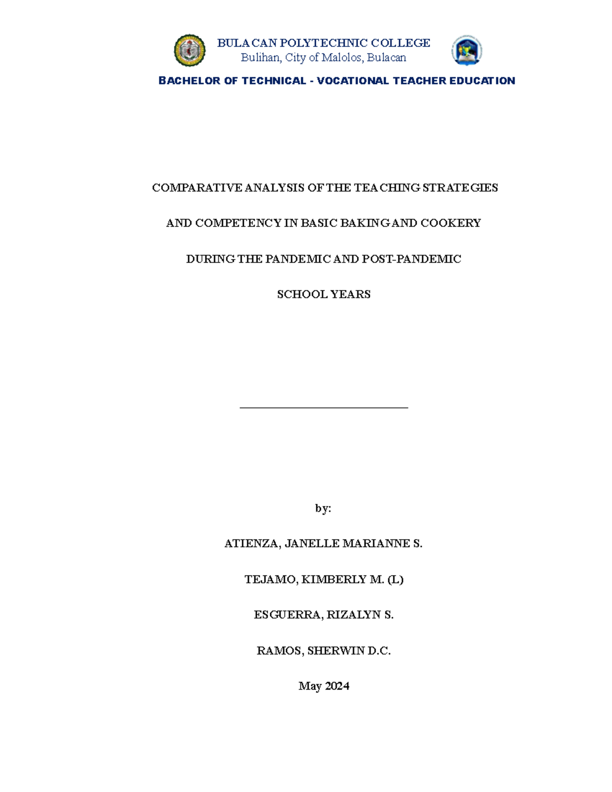 Thesis final thesisdoc vvv - Bulihan, City of Malolos, Bulacan BACHELOR OF TECHNICAL ...