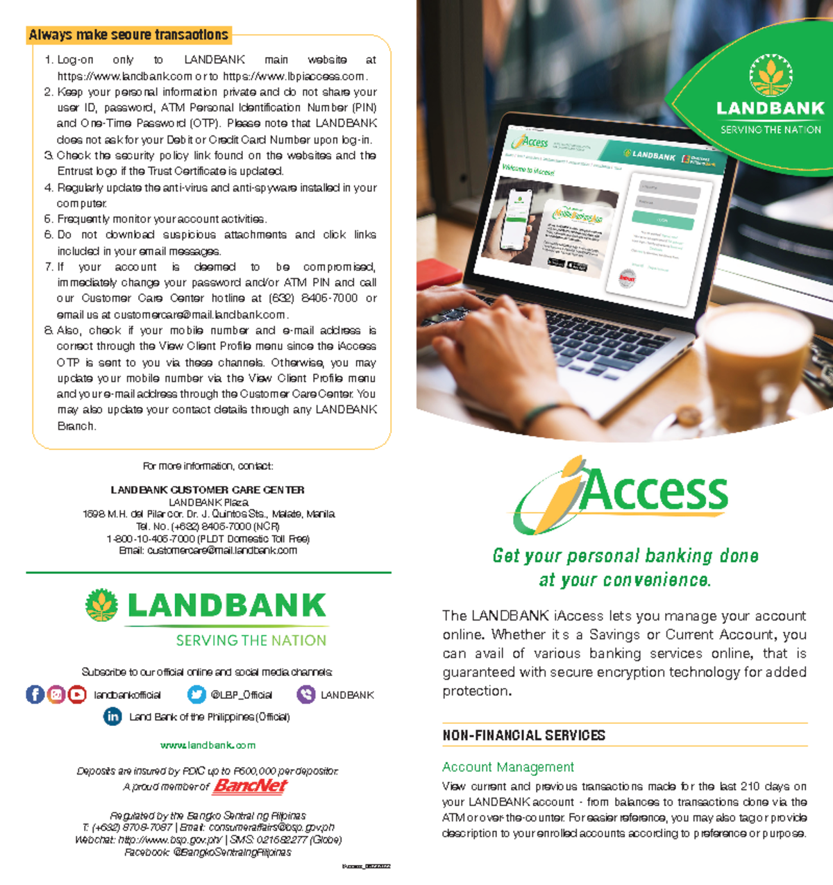 Draft Revised Landbank i Access Brochure as of 06232022 - For more information, contact ...